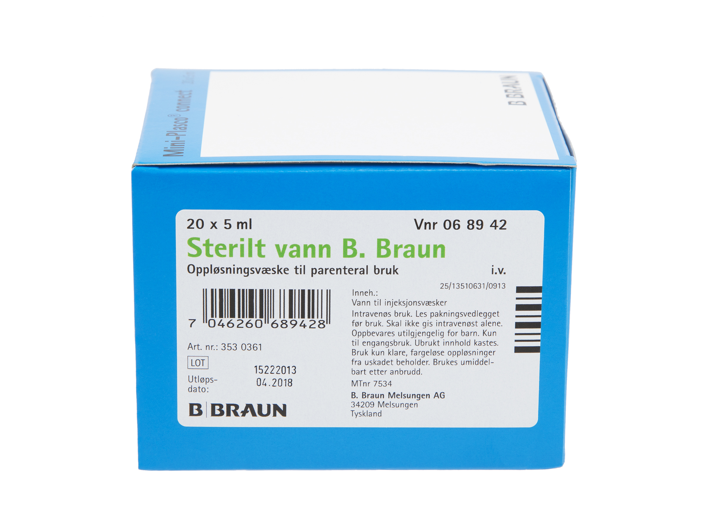 B Braun Sterilt Vann til Injeksjon 20 X 5 Ml Diverse Farmasiet no B Braun Sterilt Vann til Injeksjon 20 X 5 Ml Diverse Farmasiet no