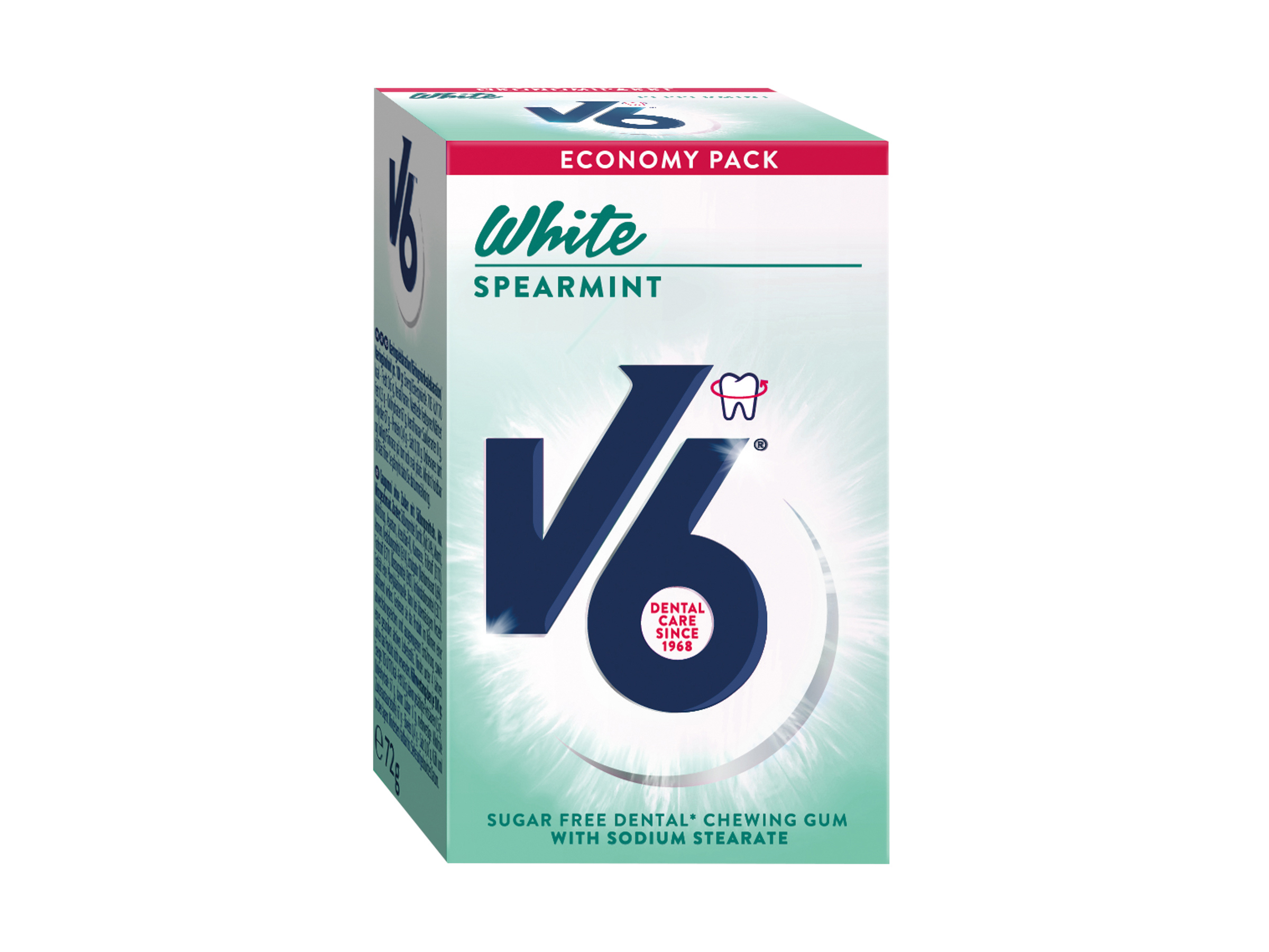 V6 V6 White spearmint tyggegummi, 72 gram - Hvitere tenner - Farmasiet.no