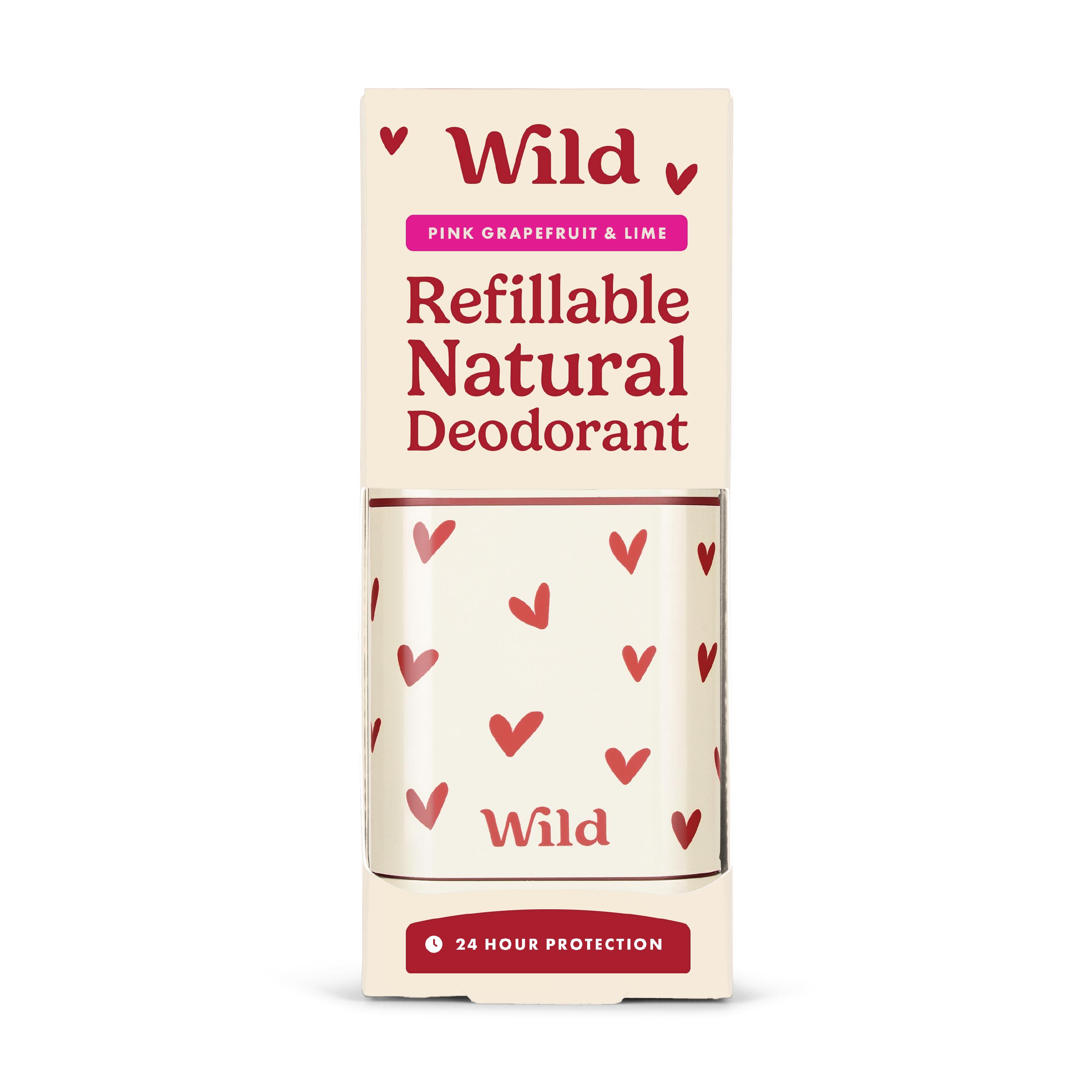 Wild Deo Heart Case Pink Grapefruit & Lime Startpakke, Hvit, 40 g ...