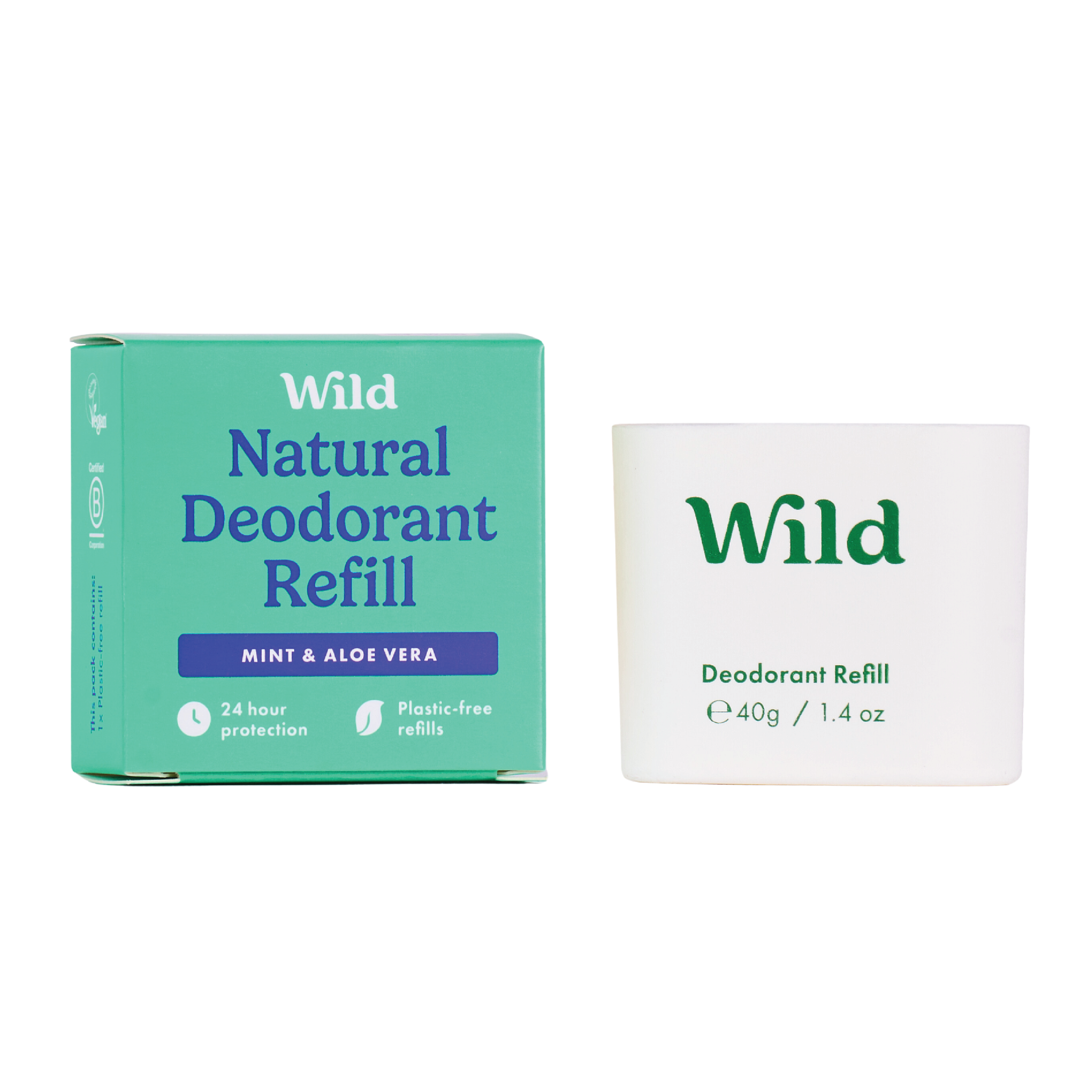 Wild Deo Mint & Aloe Vera Refill, 40 g - Deodoranter - Farmasiet.no