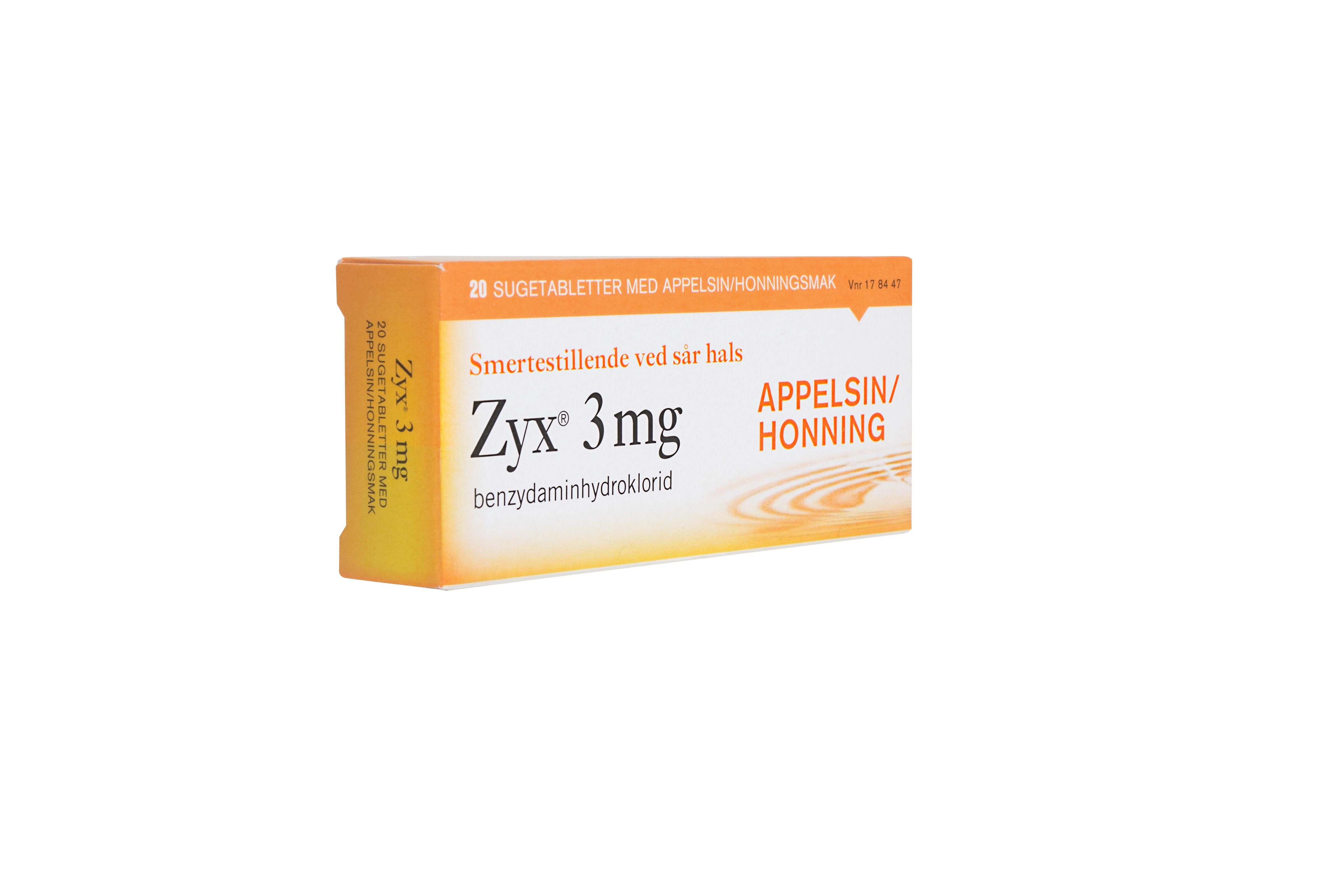 Zyx Sugetabletter 3mg appelsin/honning, 2 x 10 stk. - Hals og hoste ...